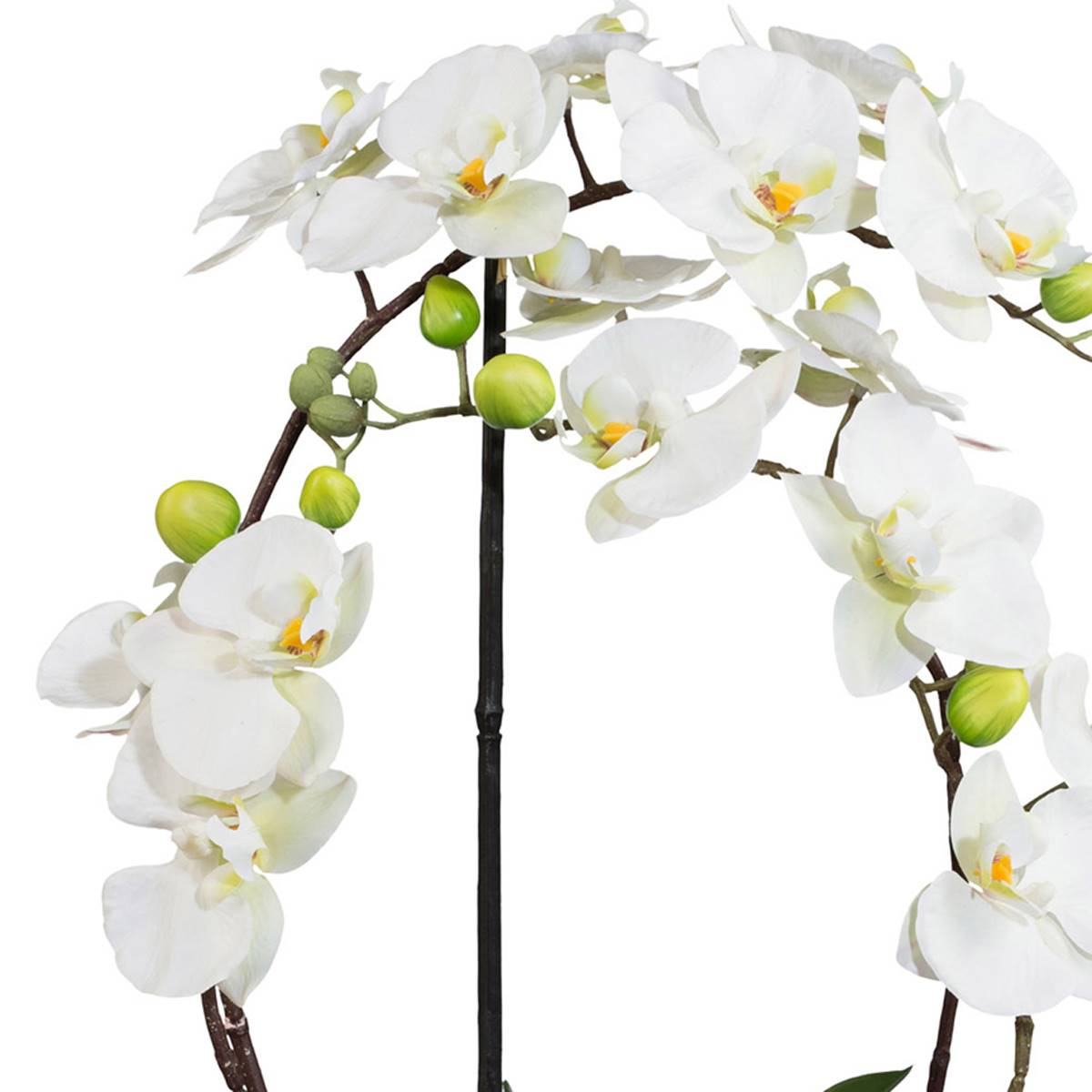 Orchidee artificielle 4 hampes en coupe ceramique H 60 cm toucher reel du site Artificielles.com