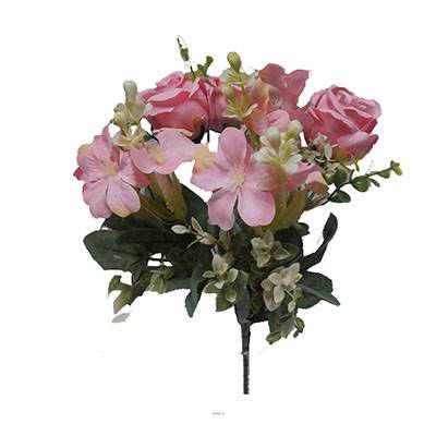 Bouquet fausses fleurs et roses 33 cm | Artificielles.com