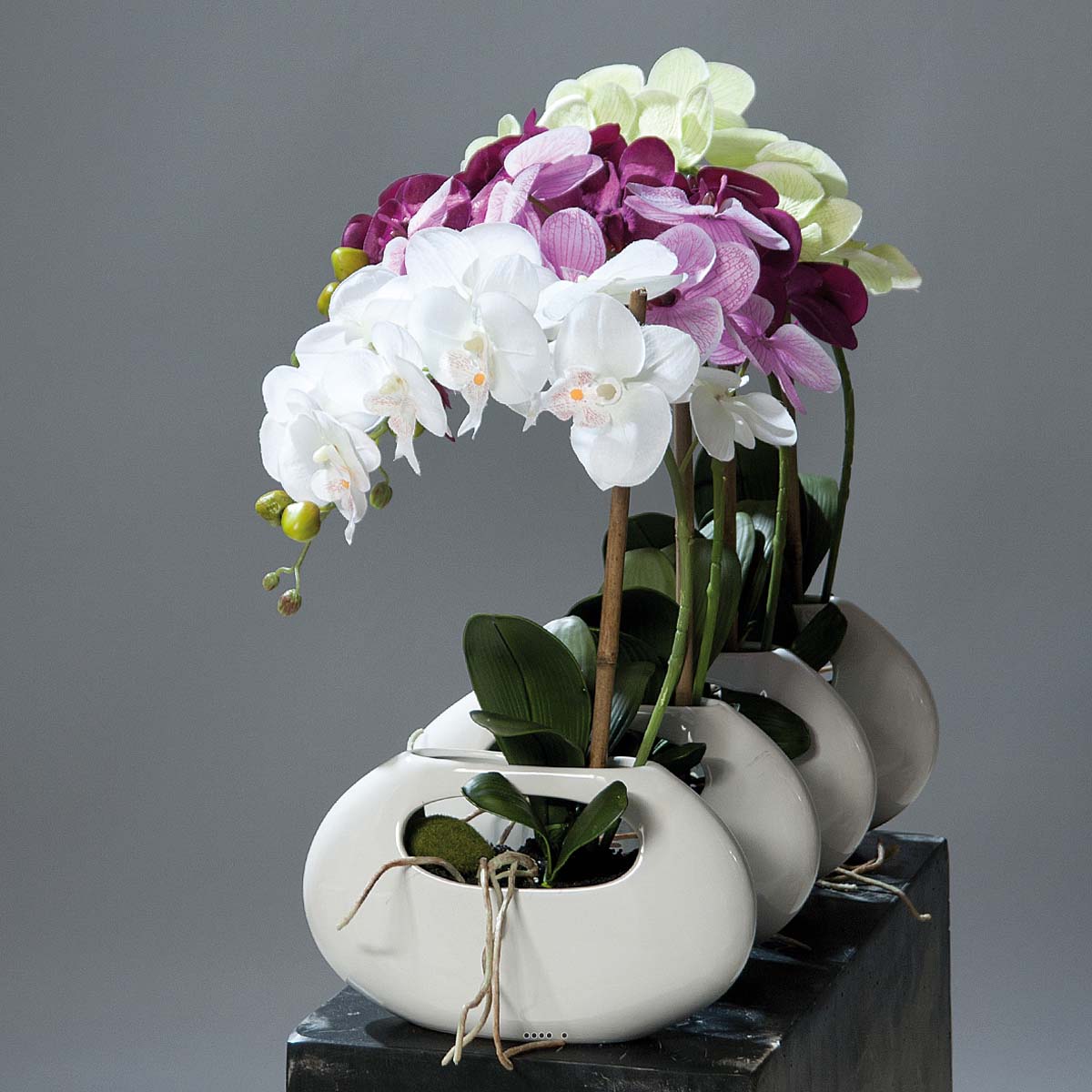 Orchidee artificielle 1 hampe pot Ceramique Blanc oval H 43 cm du site ...