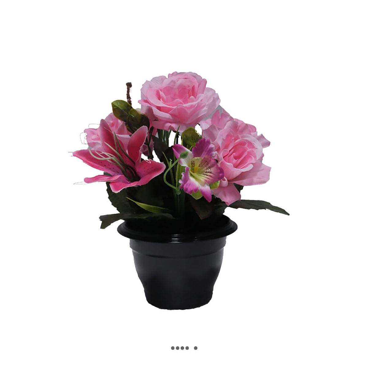 Pot fleurs artificielles cimetière roses lys arums | Artificielles.com