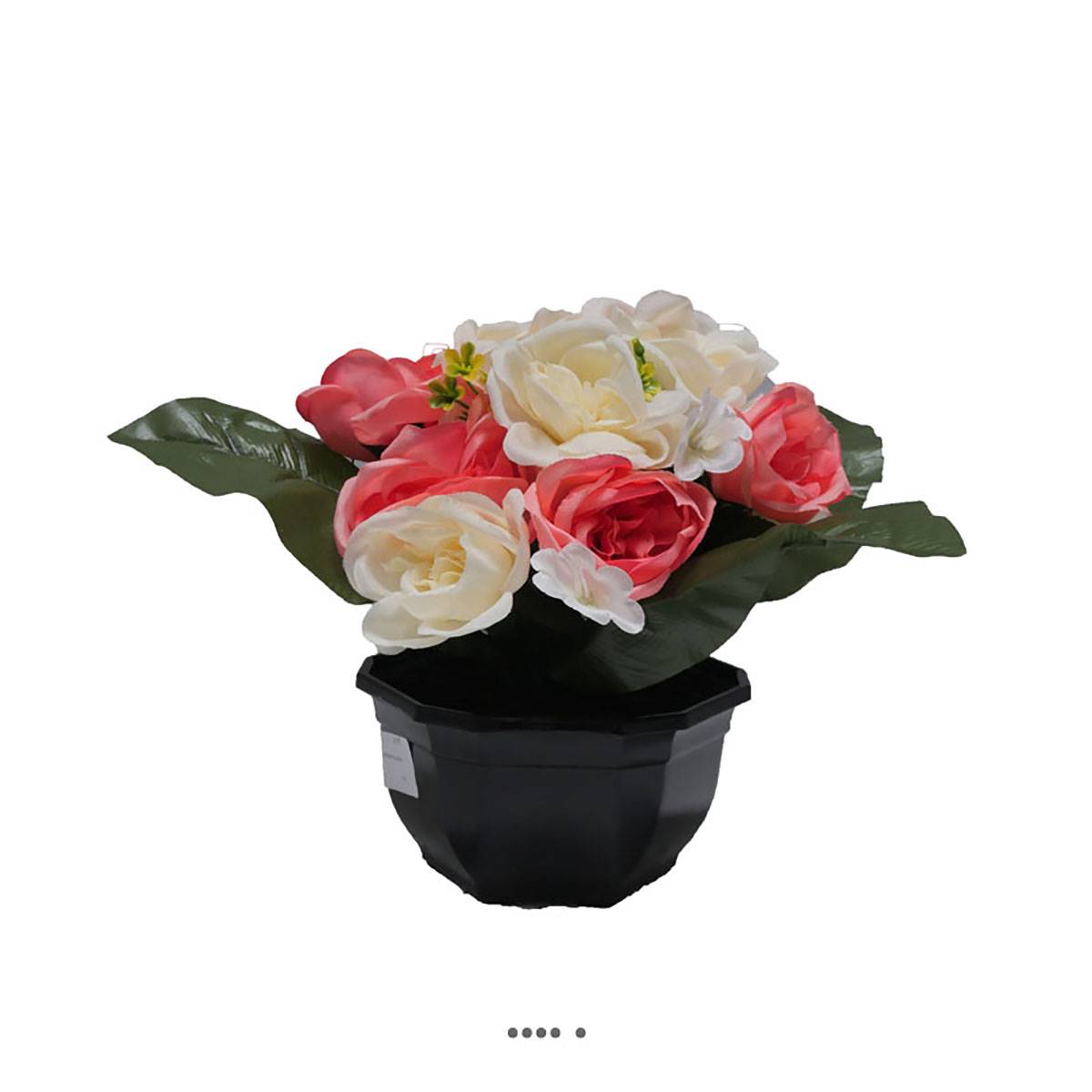 Pot fleurs artificielles cimetière roses et mini fleurs | Artificielles.com