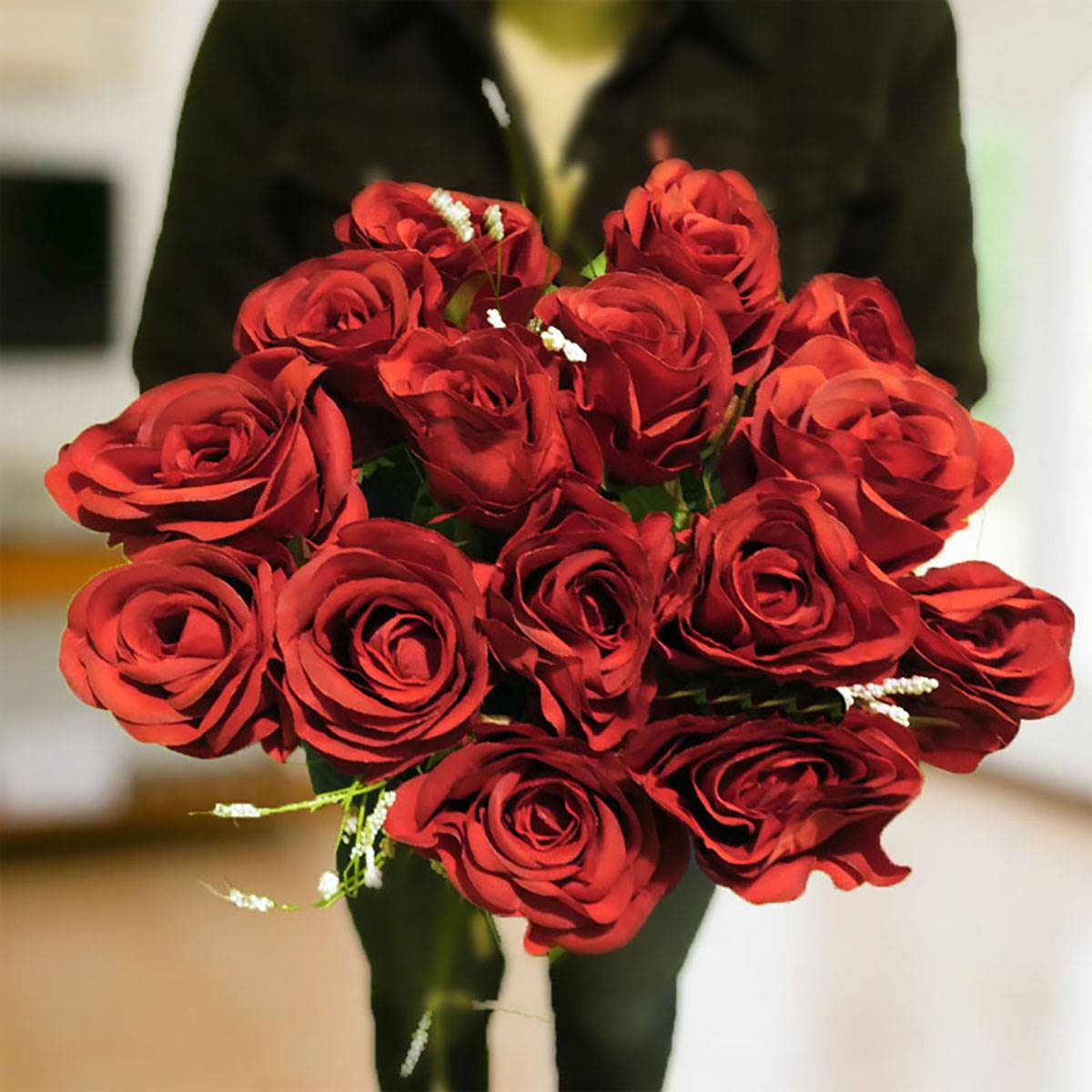Super bouquet saint-valentin 15 roses artificielles | Artificielles.com